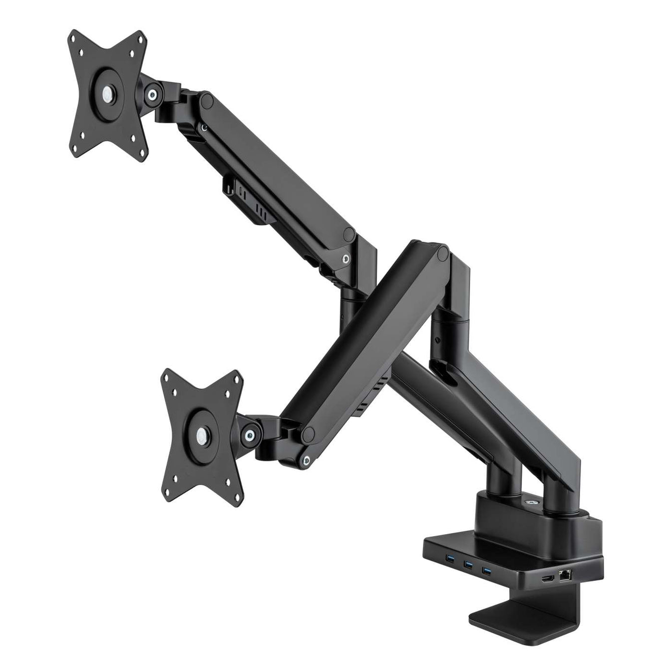 Aluminum Gas Spring Dual Monitor Desk Mount w/ 8-in-1 Docking Station ...